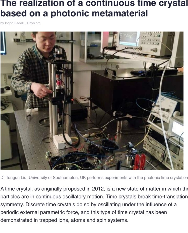 The realization of a continuous time crystal based on a photonic ...