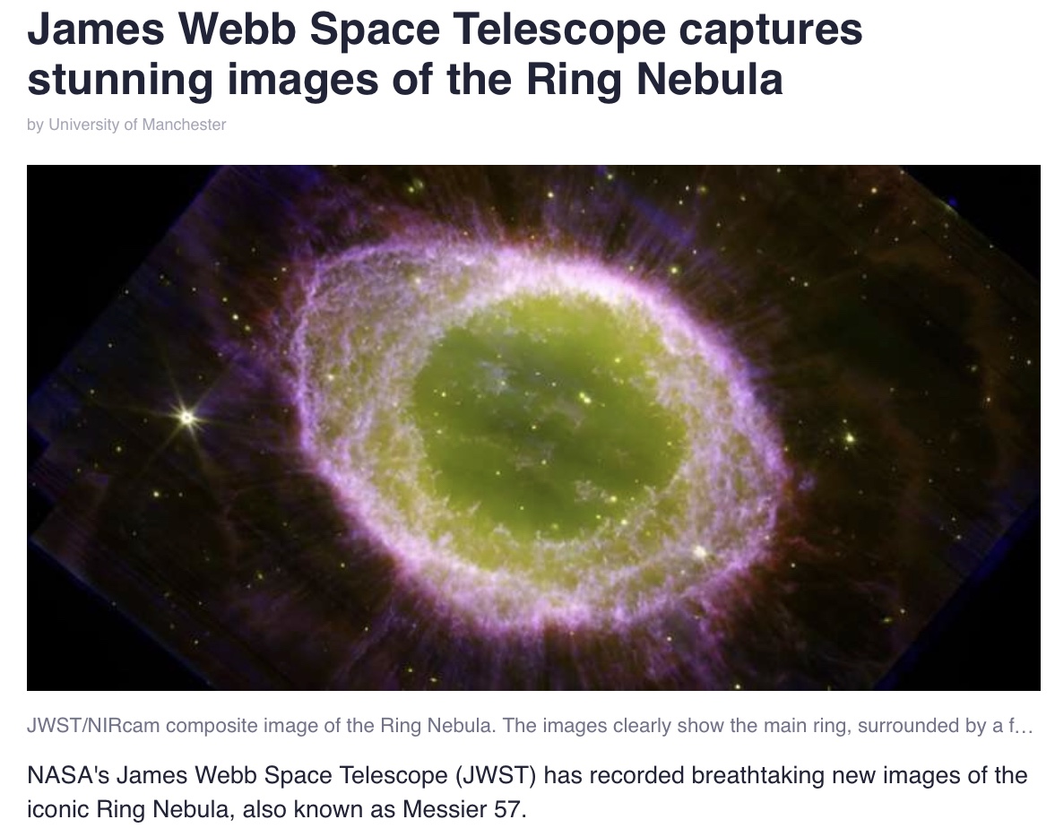 James Webb Space Telescope captures stunning images of the Ring Nebula – A New Theory of the ...